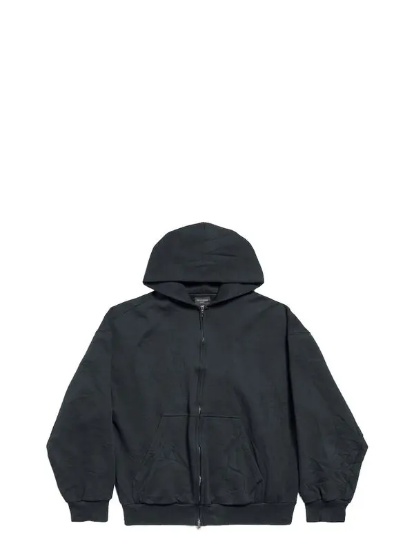 Balenciaga Flipped Uni Zip-up Hoodie - Black Faded/anthracite