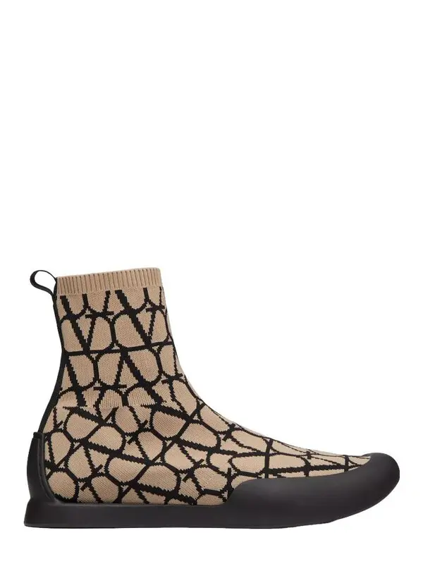 Valentino Garavani Toile Iconographe Sock Boots - Black