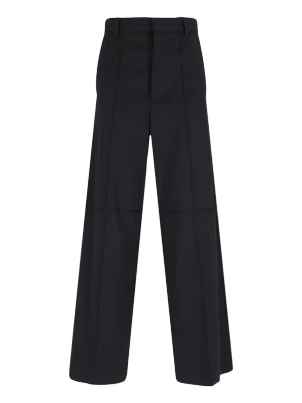 MAISON MARGIELA Mid-rise Pleated Trousers With Contrast Stitching - Black