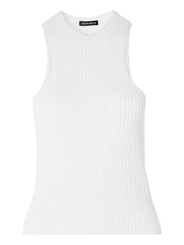 ANN DEMEULEMEESTER Ribbed Tank - White