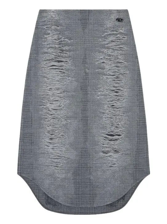 DIESEL® Curved Side Design Skirt With Wear Details - Grey