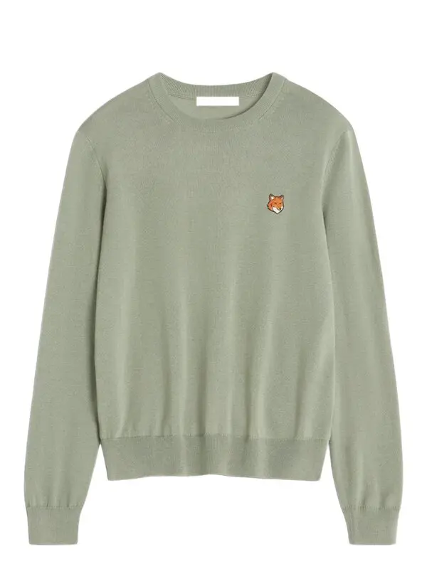 Maison Kitsuné Fox Head Regular Jumper - Laurel Green