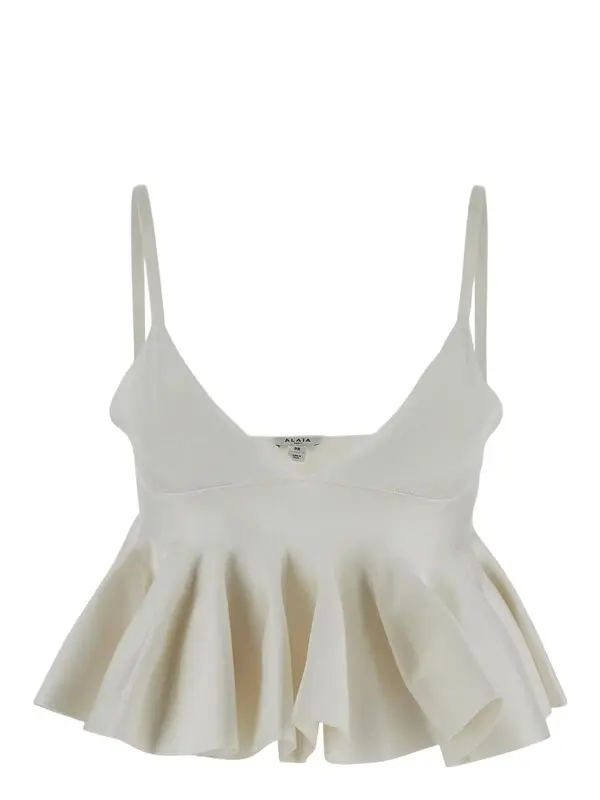 Alaïa Ribbed Bra Top With Godet Skirt - Gray
