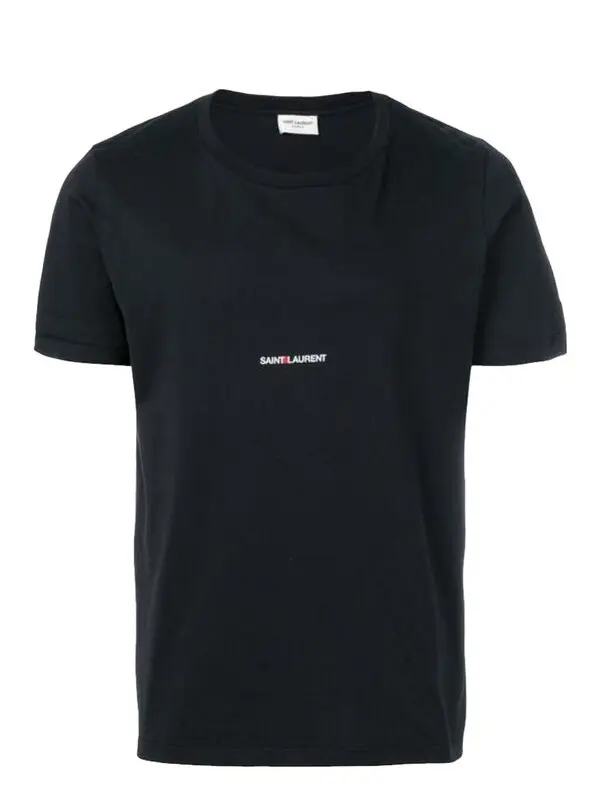 Saint Laurent Logo Printed Crewneck T-shirt - Black
