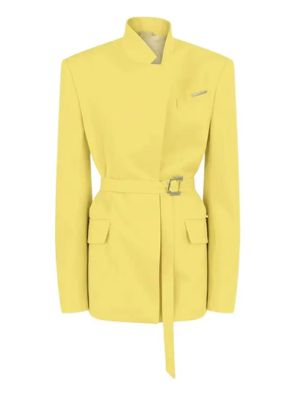 Attico Long-sleeved Belted Jacket - Yellow