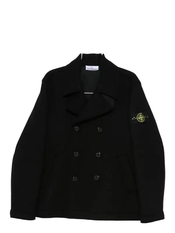 Stone Island Wool Peacoat - Black