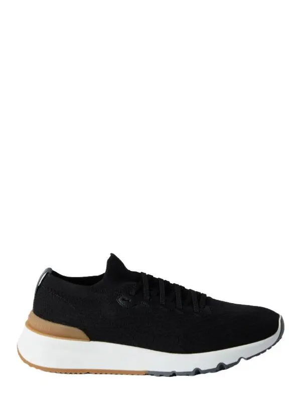 Brunello Cucinelli Knitted Lace-up Sneakers - Black
