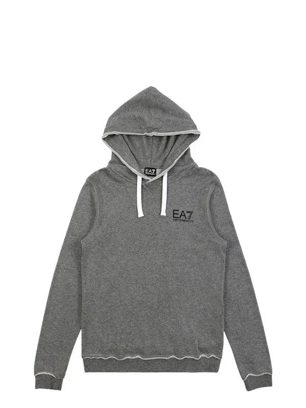 EA7 Letter Printed Hooded Sweater - Gray