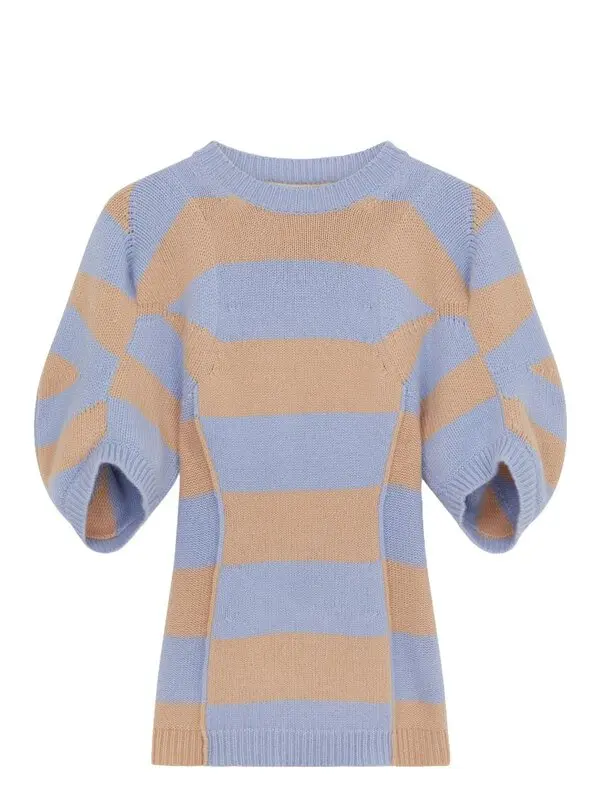 Stella McCartney Striped Puff-sleeve Jumper - Gray