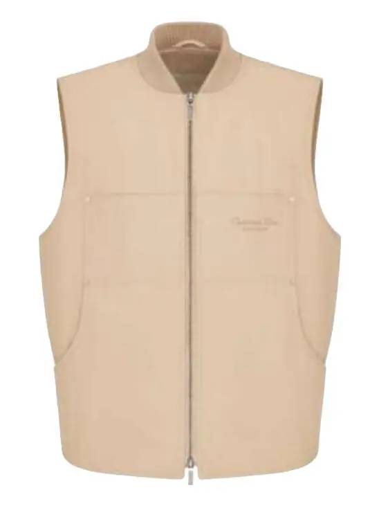 Dior Logo-embroidered Zipped Gilet - Nude