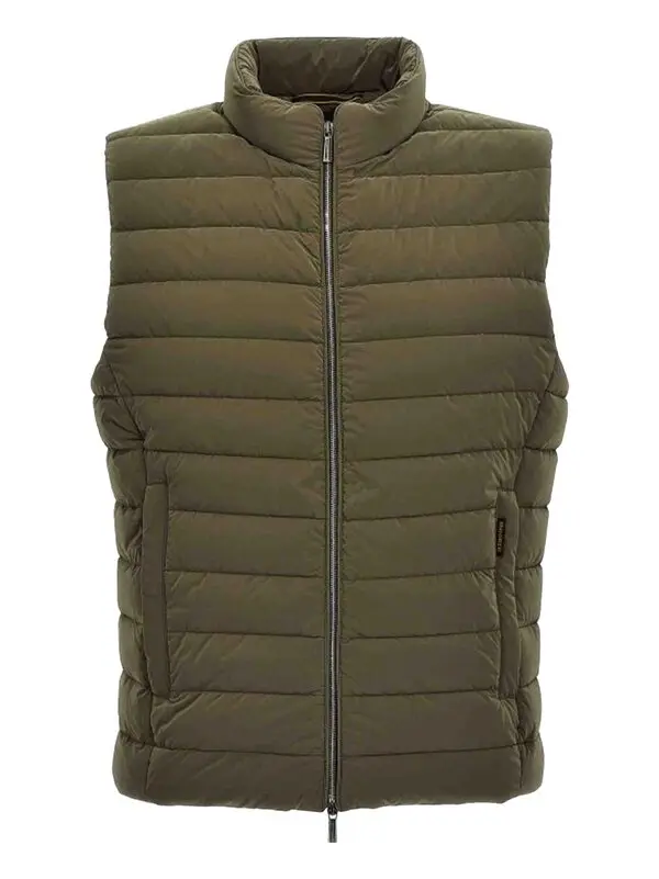 MOORER Quilted Zipper Vest - Green