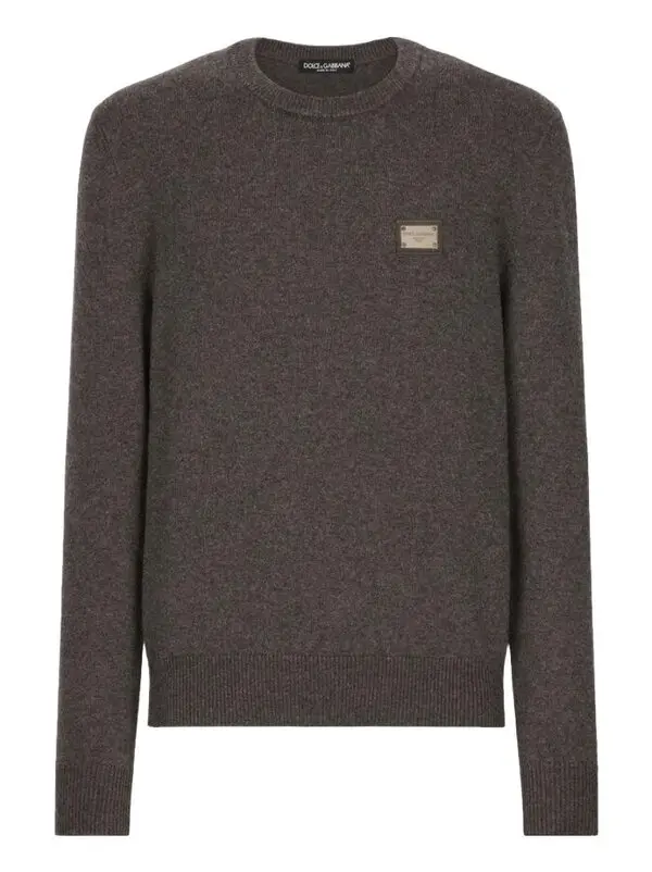 Dolce & Gabbana Logo Plaque Knit Jumper - Black