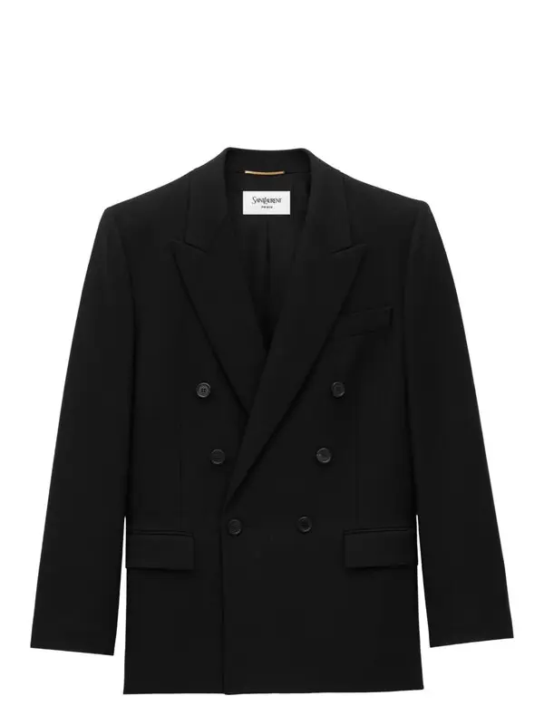 Saint Laurent Cassandre Double-breasted Wool Gabardine Blazer - Black