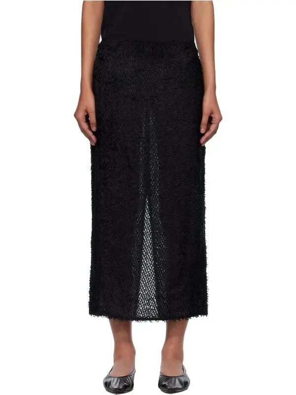 ST. AGNI Feather Embellished Midi Skirt - Black