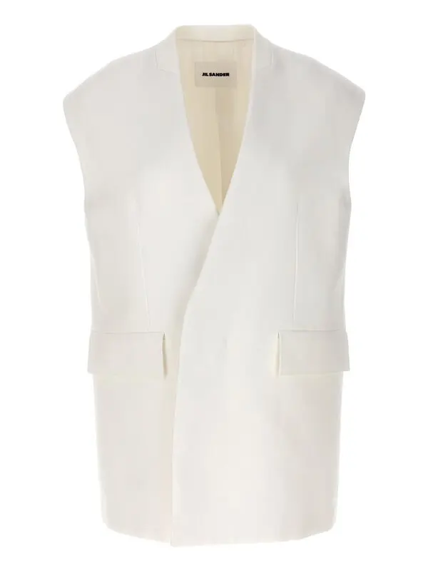 JIL SANDER Oversized Tailored Vest With Straight Hem - White