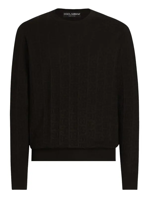Dolce & Gabbana Dg Logo Jacquard Crewneck Knitted Jumper - Black