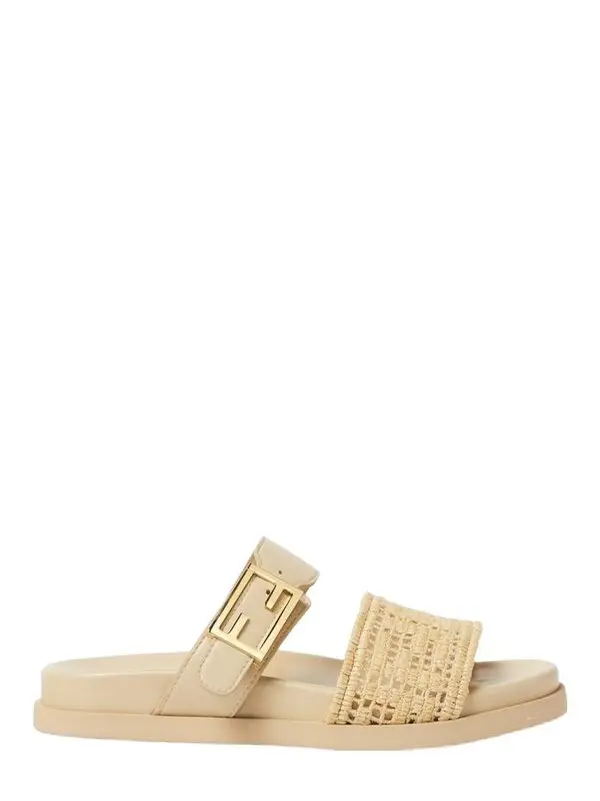 Fendi Ff Braided Double-band Slides - Light Brown