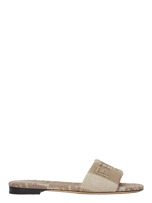 Fendi Sunshine Denim-effect Jacquard Slides - Nude