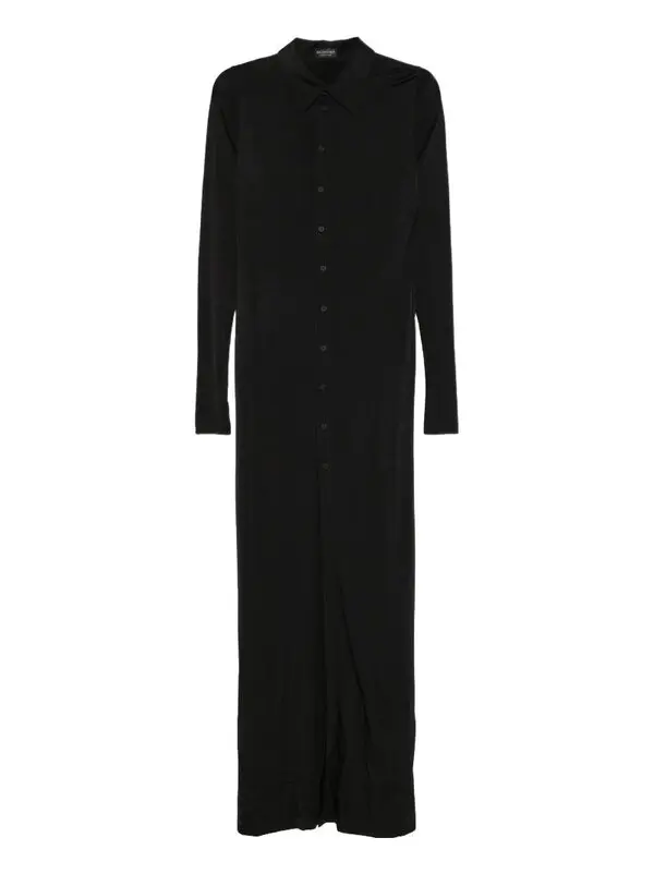 Balenciaga Long-sleeved Maxi Shirt Dress - Black