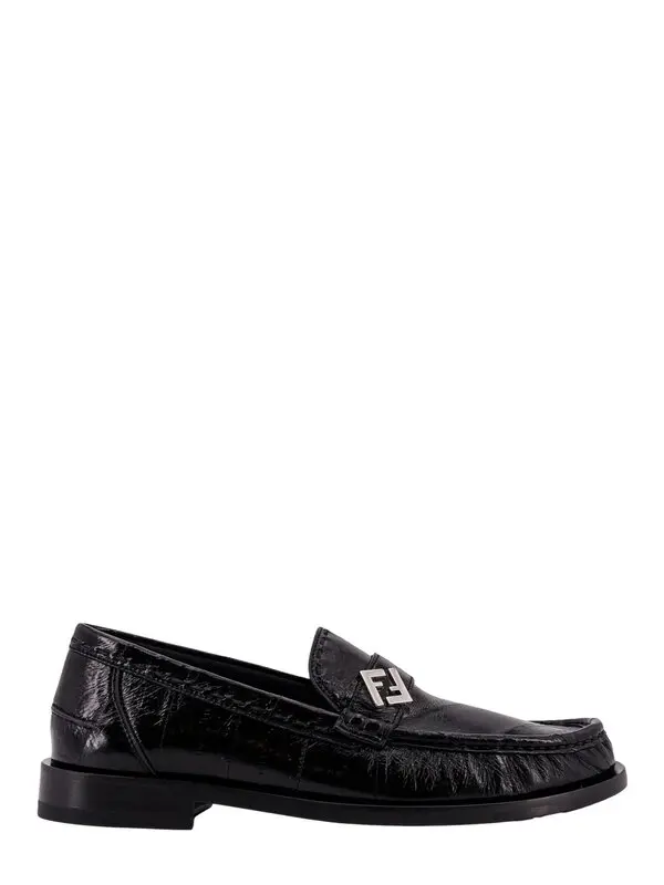 Fendi Ff Plaque Slip-on Loafers - Black