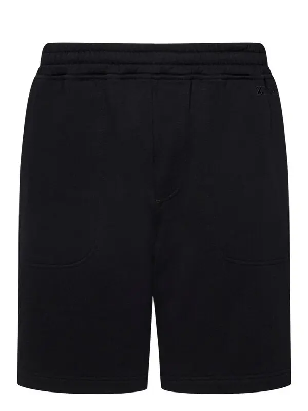 Zegna Logo Embroidered Shorts - Black