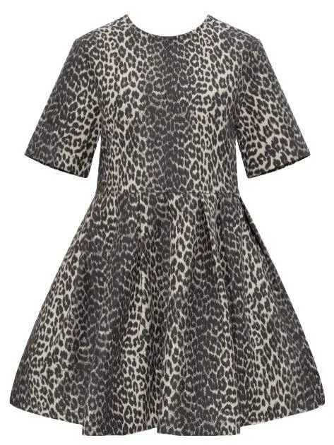 GANNI Leopard Print Short Sleeve Dress - Leopard Color