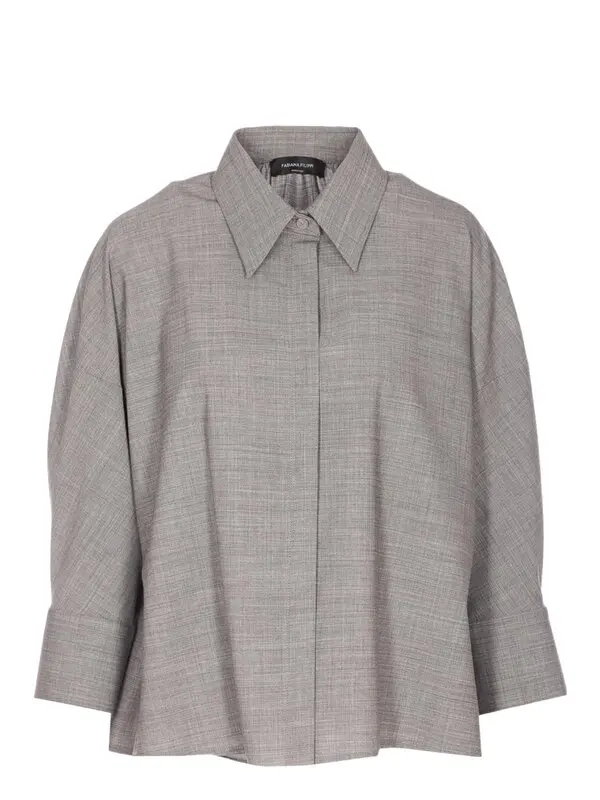 Fabiana Filippi Long Sleeve Collared Shirt - Gray