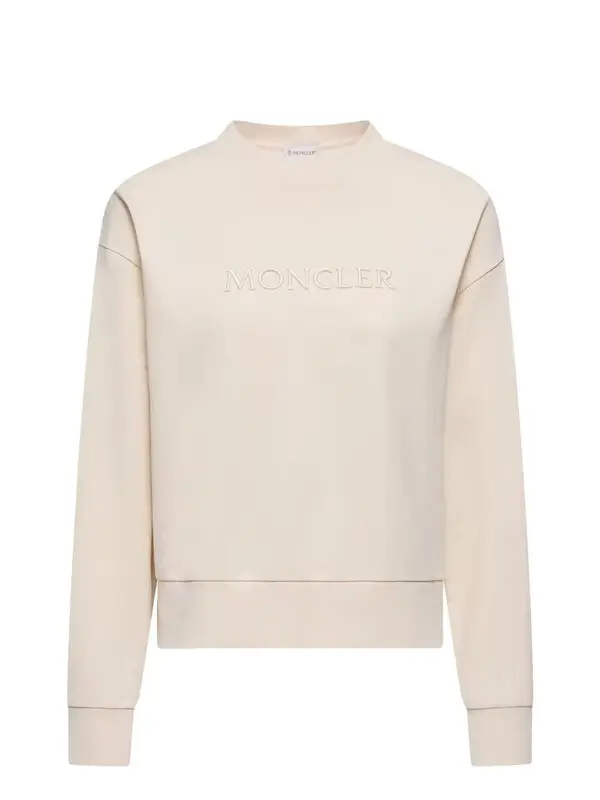 Moncler Embroidered Logo Crewneck Sweatshirt - White