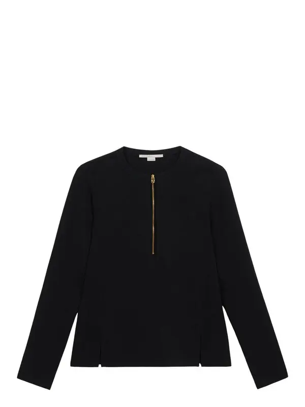 Stella McCartney Zip-up Long Sleeve Shirt With Slit Hem - Black