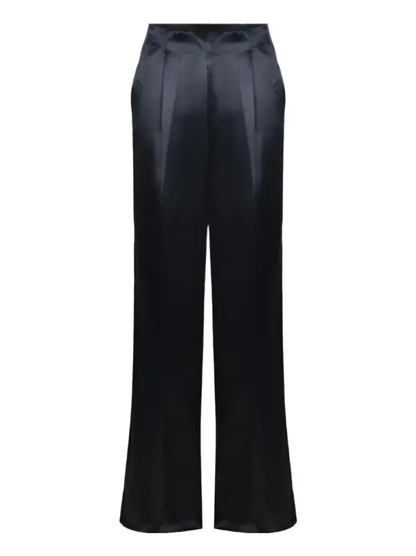 Alberta Ferretti Creased Wide Leg Trousers - Black