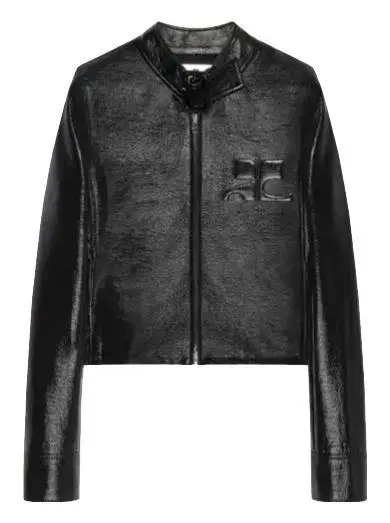 COURREGES Zipped City Jacket With Buckle Collar - Black