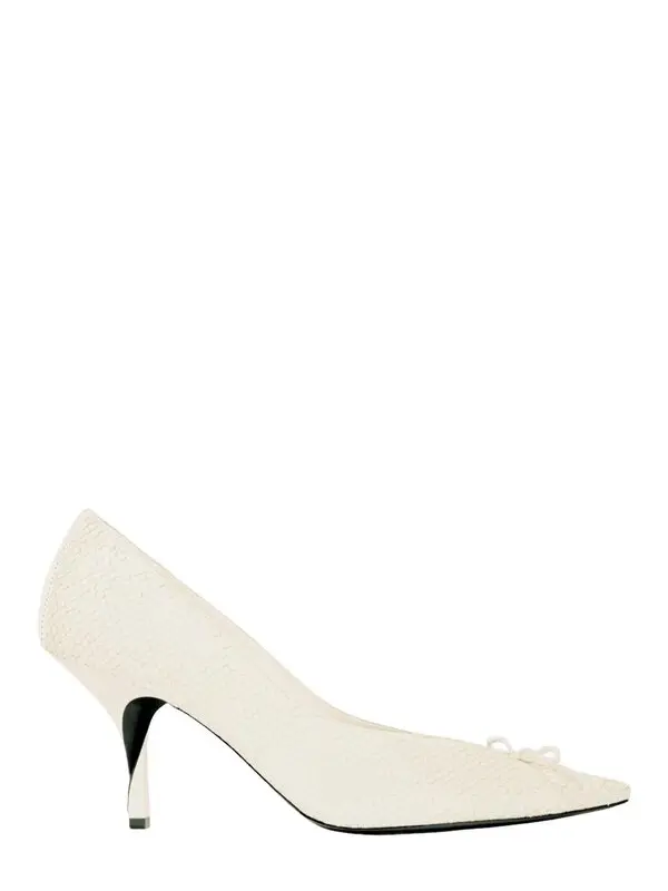 Jacquemus The Tourni Pointed-toe Pumps With Bow Detailing - Light Ivory