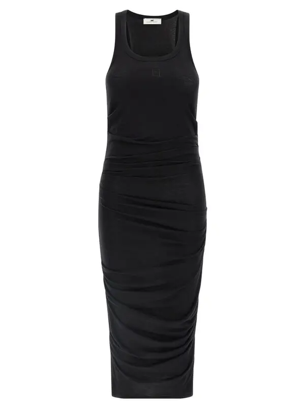 Elisabetta Franchi Logo Embroidered Sleeveless Midi Dress - Black