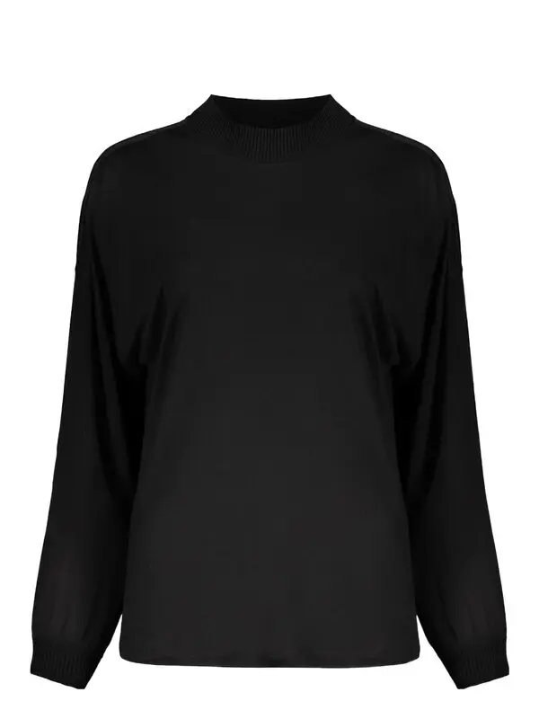 Herno Ribbed-cuff Crewneck Top - Black