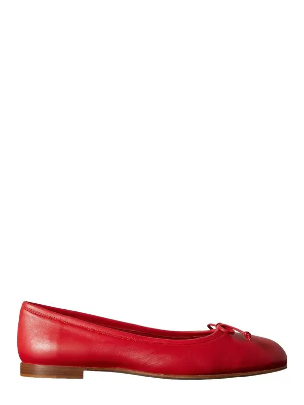 Manolo Blahnik Leather Ballerina Flats With Bow Detailing - Red