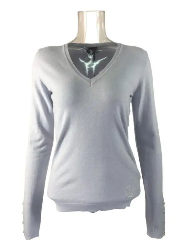 Emporio Armani V-neck Long-sleeved Sweater With Button Details - Gray