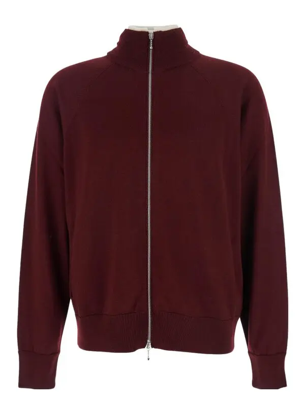 JIL SANDER Zip Up Cardigan - Bordeaux