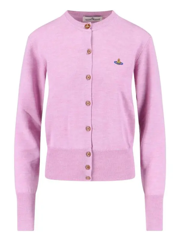 VIVIENNE WESTWOOD Orb Embroidered Buttoned Cardigan - Pink