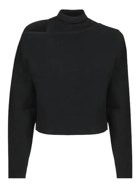 Moschino High Neck Cropped Jumper With Cutout Detail - Black