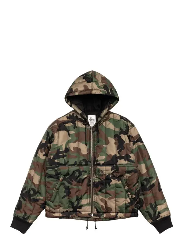 StÜssy Quilted Camouflage Hooded Jacket - Black