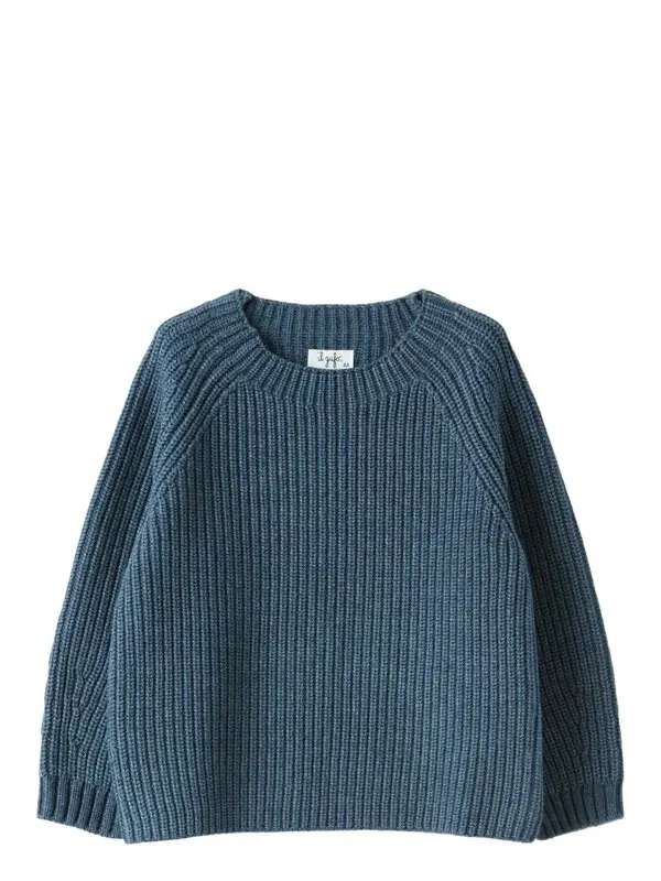 IL GUFO Ribbed Crew Neck Top - Blue