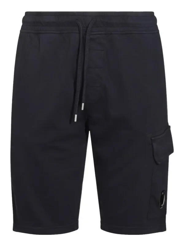 C.P. COMPANY Light Fleece Cargo Shorts With Lens Detail - Total Eclipse