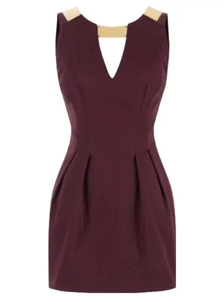 Elisabetta Franchi V-neck Sleeveless Mini Dress - Cocoa