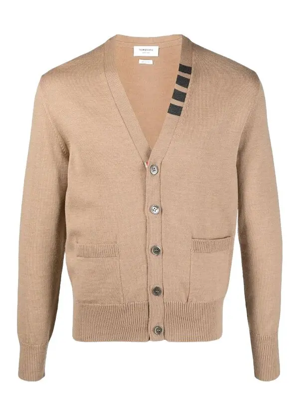 Thom Browne 4-bar V-neck Cardigan - Nude
