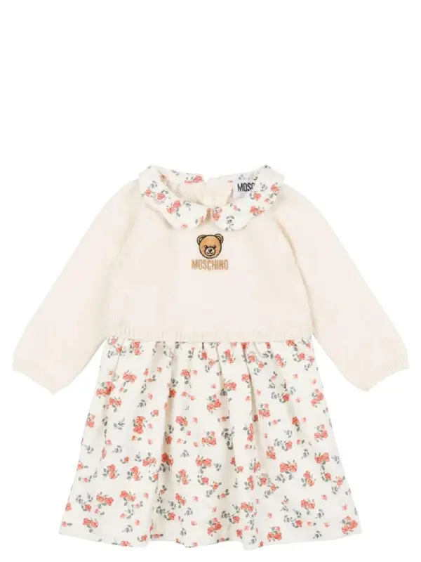 Moschino Floral Print Ruffled Dress - White
