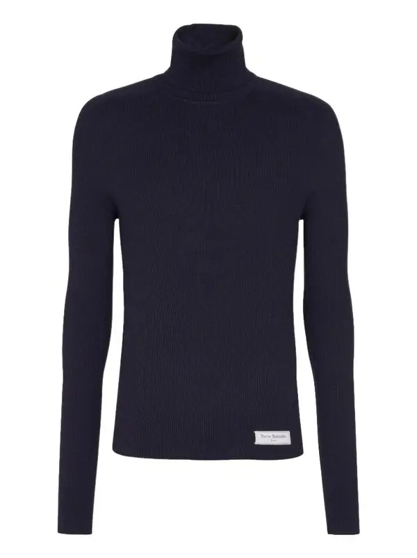 Balmain Ribbed Knit Turtleneck Jumper - Black