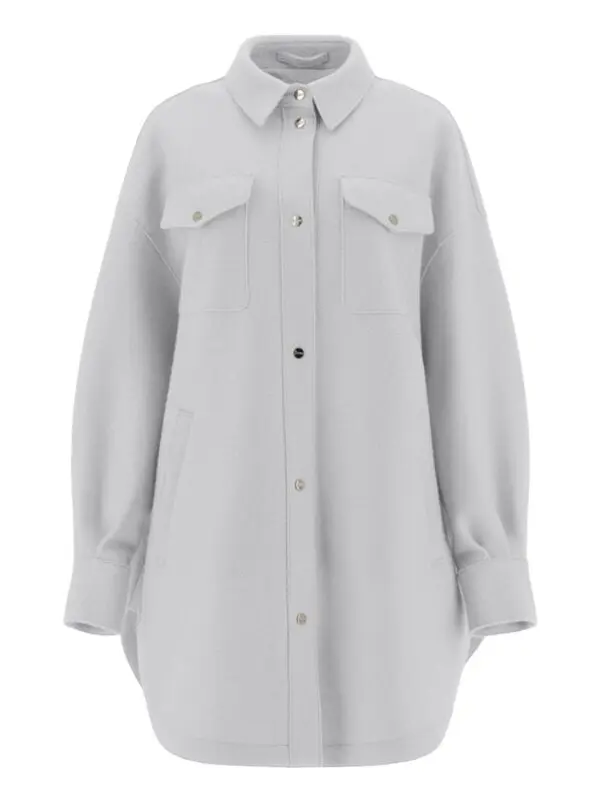 Herno Felted-finish Buttoned Long Shirt - Gray