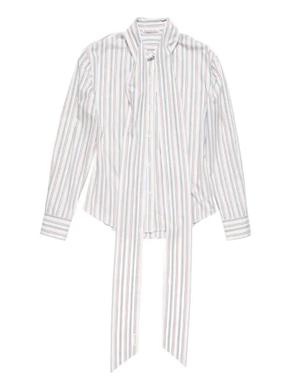 Acne Studios Striped Pattern Tie Detailed Shirt - White