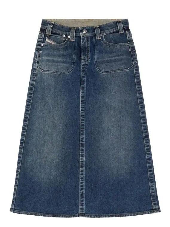 DIESEL® De Pago Mid-re Denim Midi Skirt - Dark Blue
