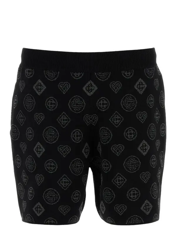 Casablanca Drawstring Stretch Jacquard Bermuda Shorts - Black